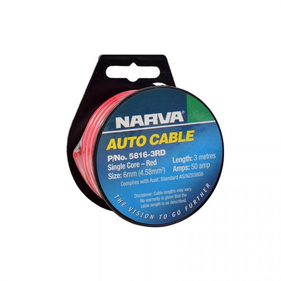 Narva 50A 6mm Red Single Core Cable (3M) 5816-3RD — Port Kennedy Auto ...