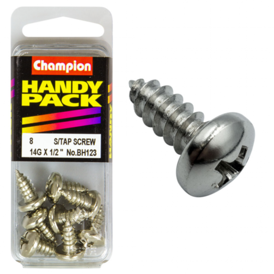 Handy Pack Champion Self Tap Screw Pan Head 14G x 1/2" CST - BH123 ...
